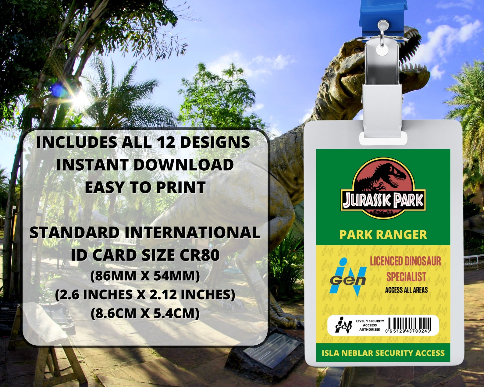 PRINTABLE Jurassic Park Ingen ID Badges Park Division ID - Etsy UK