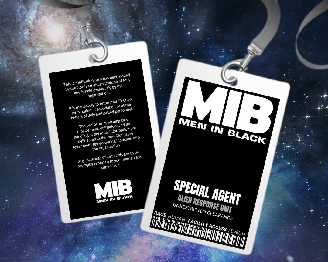 PRINTABLE Men in Black ID Card Badge Special Agent Cosplay Costume Name ...