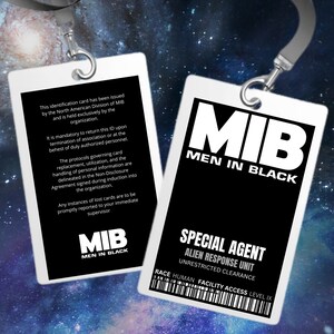 PRINTABLE Men in Black ID Card Badge Special Agent Cosplay Costume Name ...