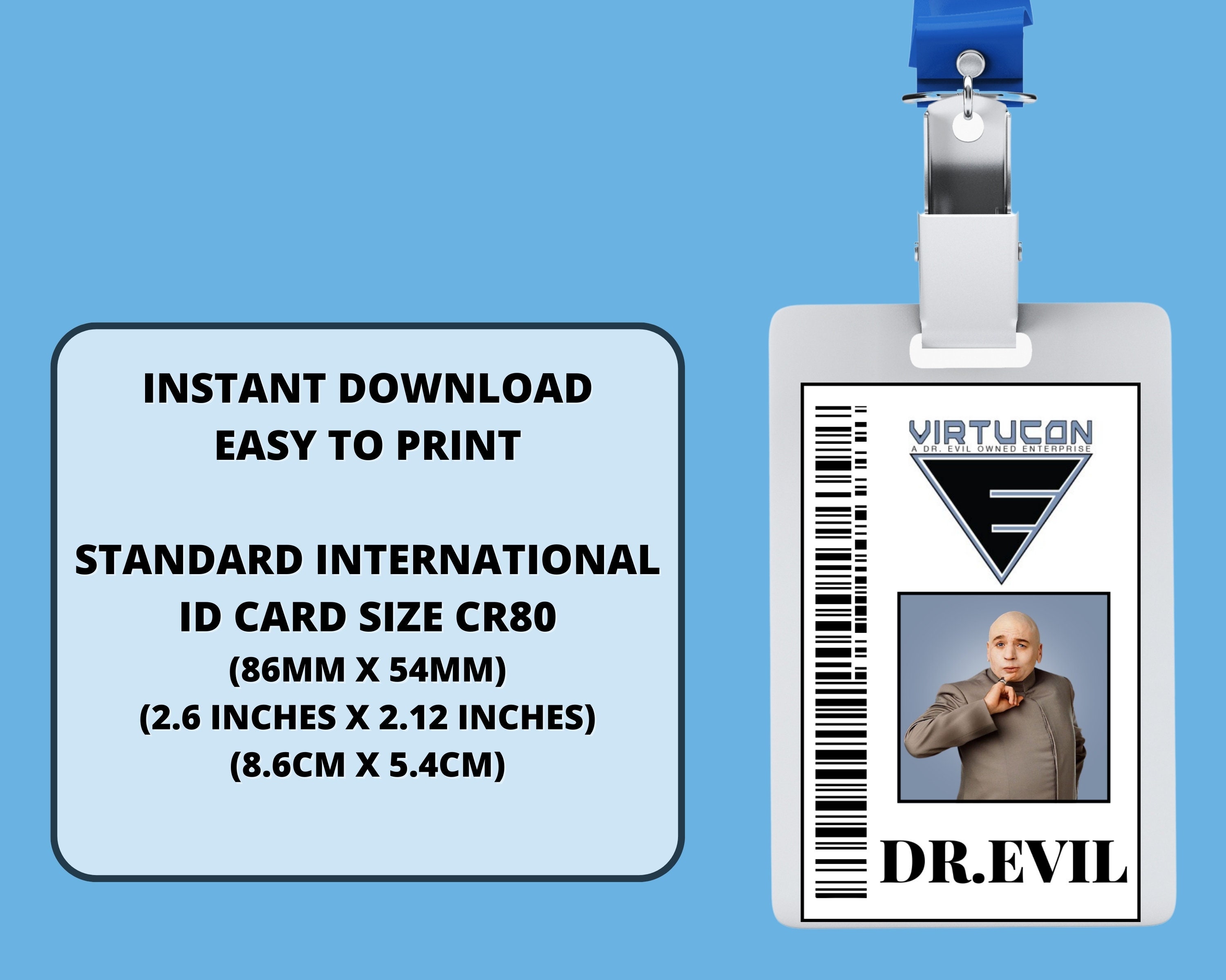 PRINTABLE Dr.evil ID Card Id Badge Special Agent - Etsy UK