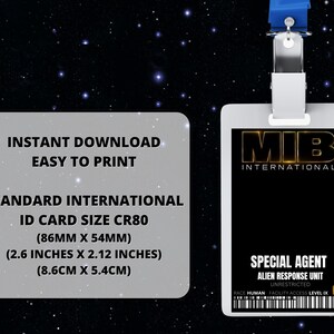 PRINTABLE Men in Black International ID Card | Badge | Special Agent ...