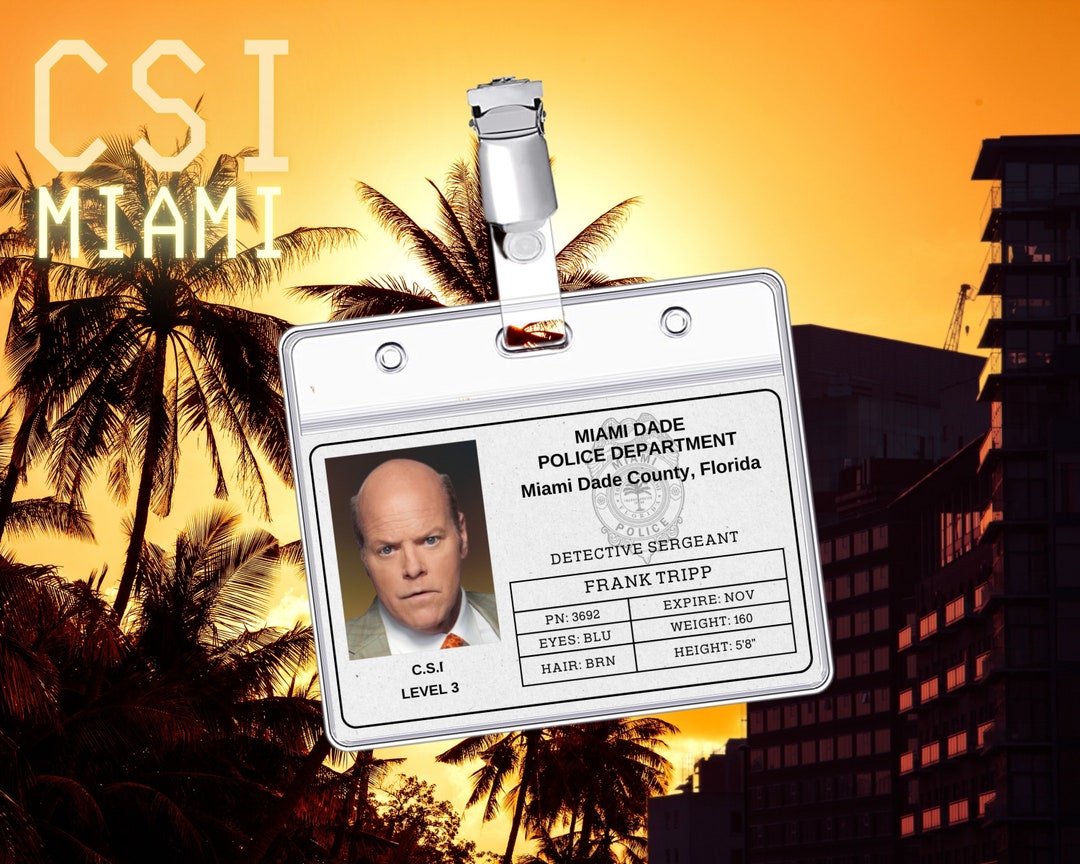 PRINTABLE Frank Tripp, CSI Miami, Id Badge, Cosplay, Accessories ...