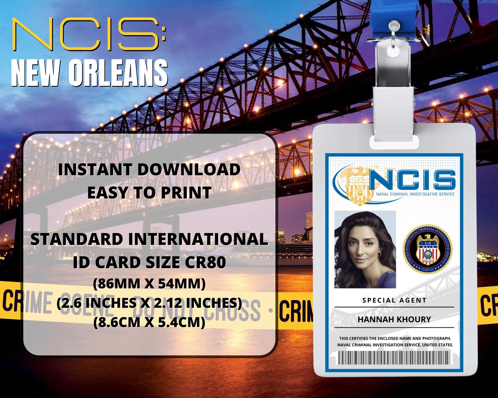 PRINTABLE Hannah Khoury Id Card NCIS New Orleans Cosplay Id - Etsy