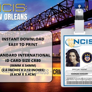 PRINTABLE Hannah Khoury Id Card, NCIS New Orleans Cosplay, Id Badge ...