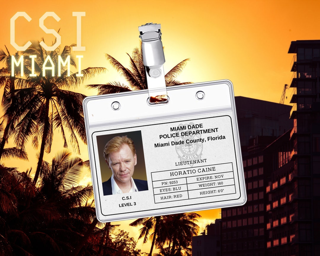 PRINTABLE Horatio Caine, CSI Miami, Id Badge, Cosplay, Accessories ...