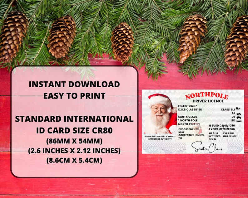 PRINTABLE Santa Lost Licence Christmas Eve Driving Licence - Etsy