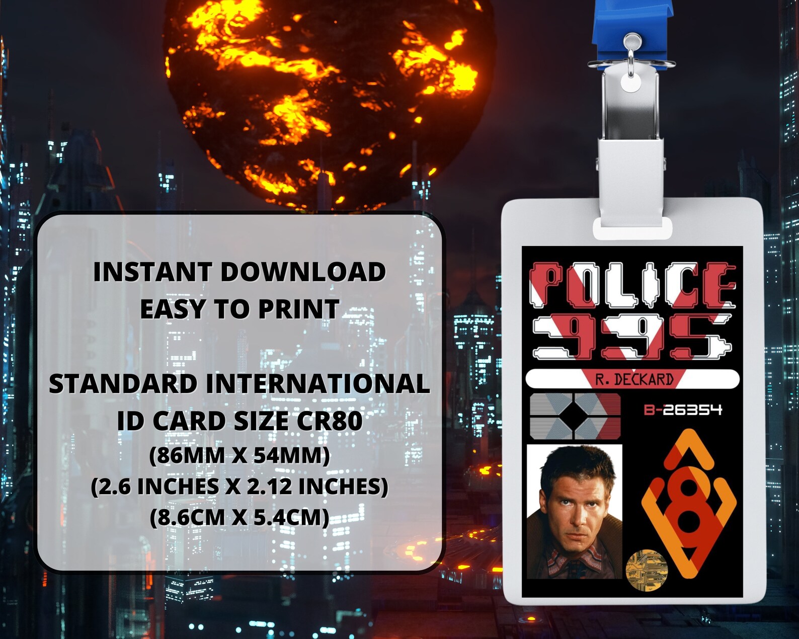 PRINTABLE Blade Runner Rick Deckard ID Card Badge - Etsy