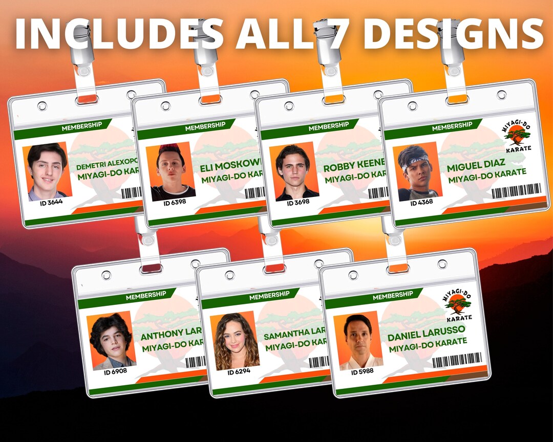 PRINTABLE Miyagi Do Set, 7 Id Cards, Membership Id, Cosplay, Id Badge ...