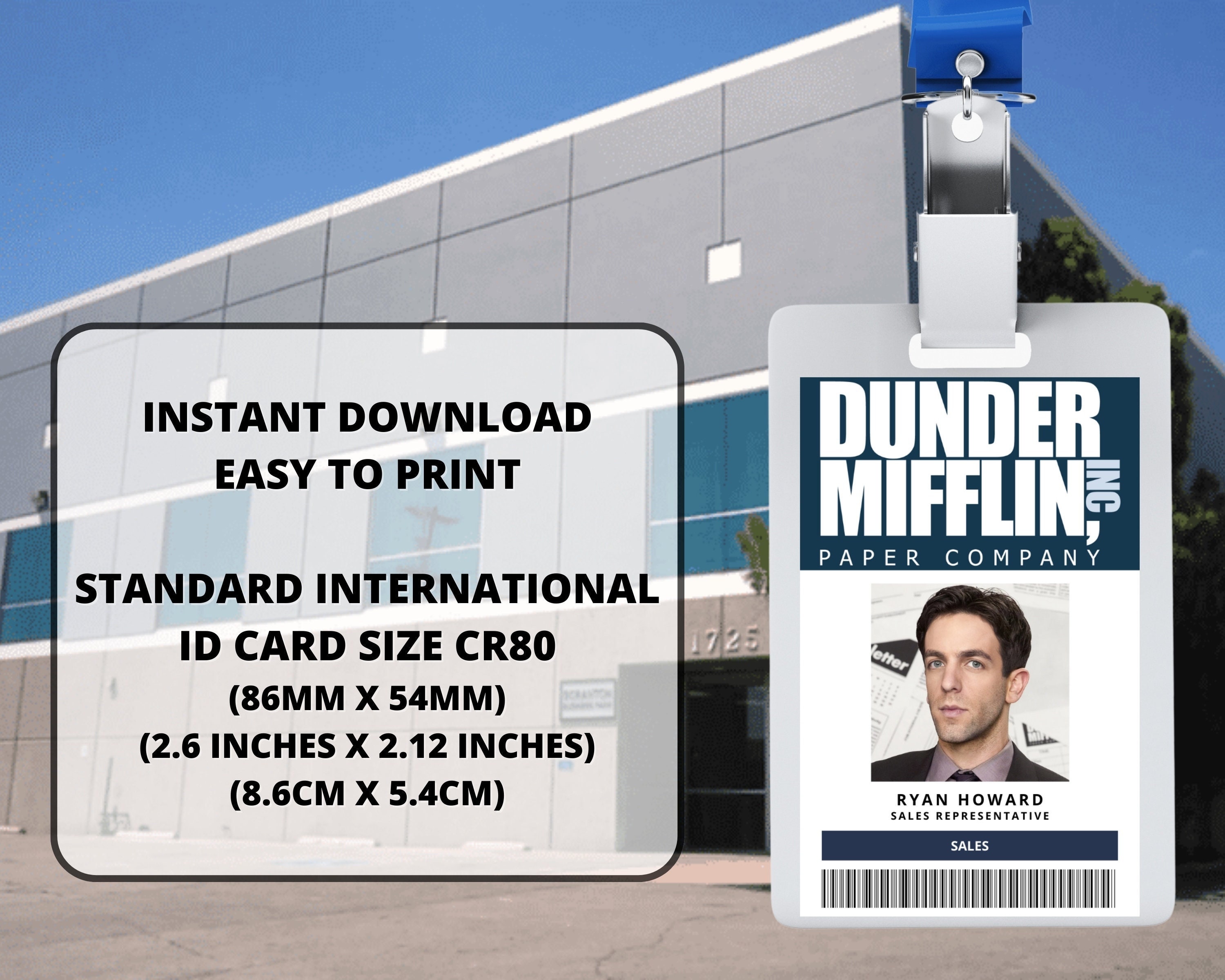 PRINTABLE RYAN HOWARD the Office Memorial Cosplay Id Card - Etsy