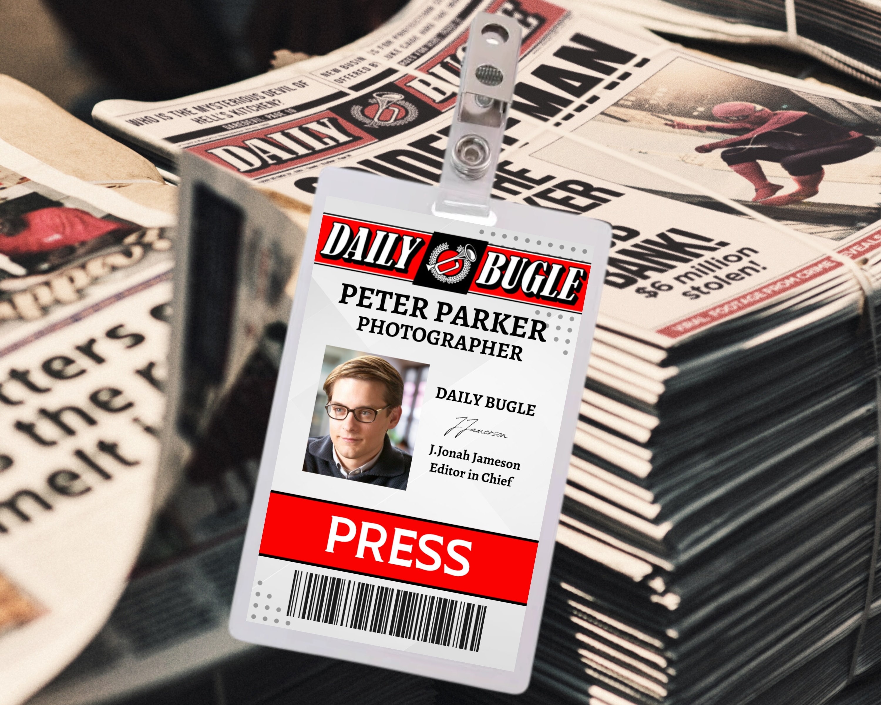 PRINTABLE Daily Bugle Peter Parker ID Card Badge - Etsy