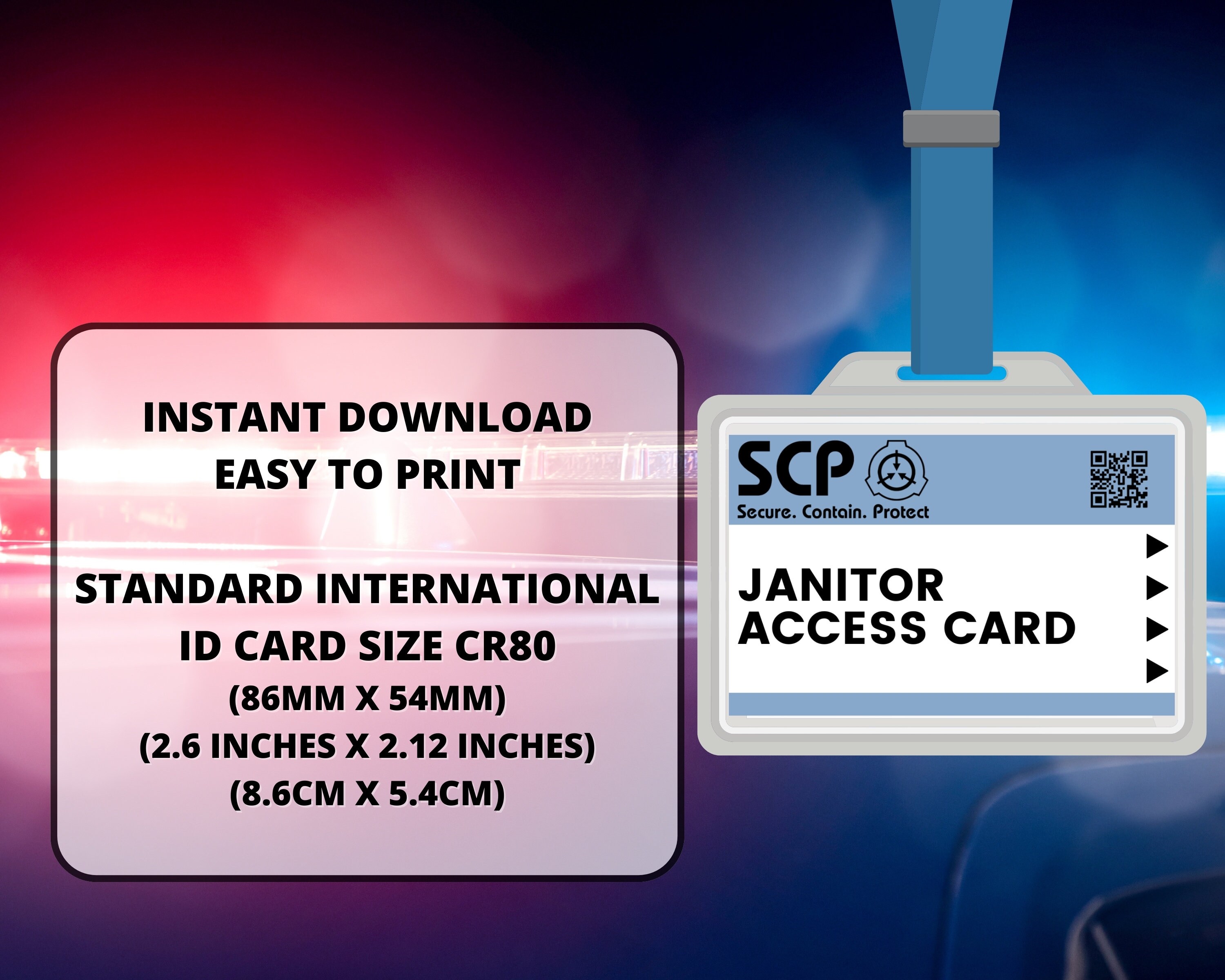 PRINTABLE JANITOR Access Card SCP Foundation Cosplay Id Card - Etsy