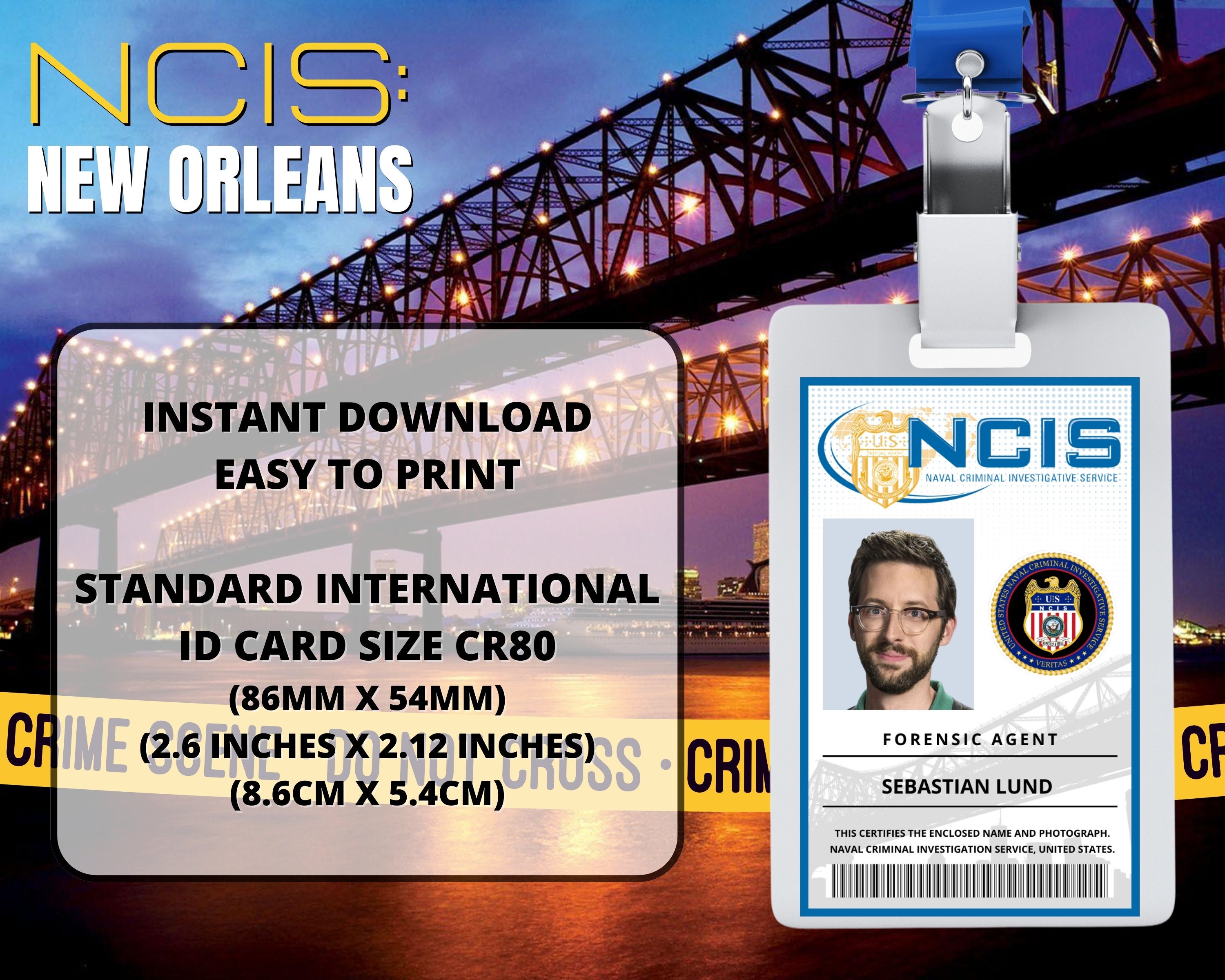 PRINTABLE Sebastian Lund Id Card NCIS New Orleans Cosplay Id - Etsy