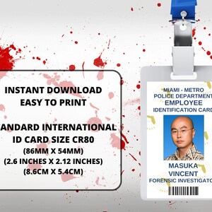 PRINTABLE Vincent Masuka, Dexter, Cosplay, Id Card, Id Badge, Name ...