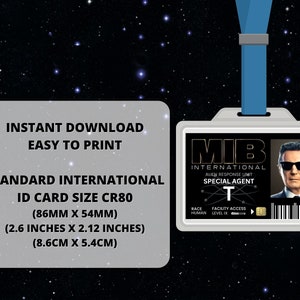 PRINTABLE Men in Black International Agent T ID Card Badge Special ...