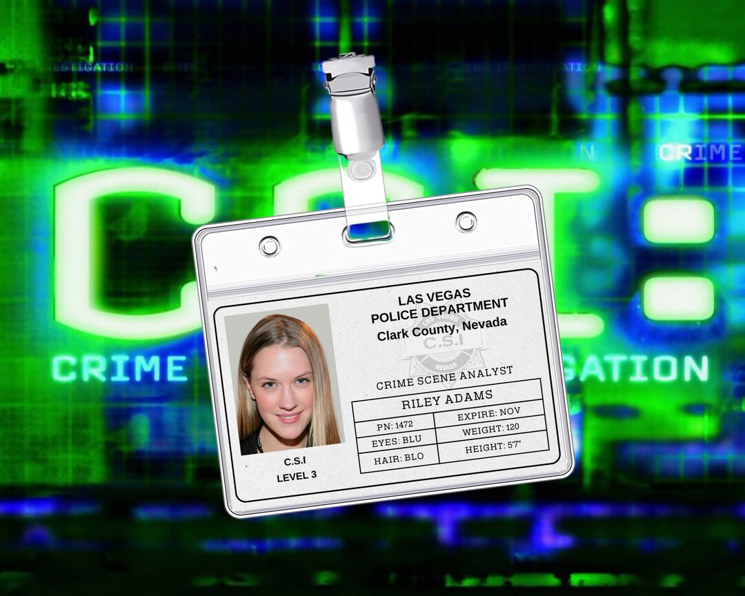 PRINTABLE Riley Adams, CSI Las Vegas, Id Badge, Cosplay, Accessories ...