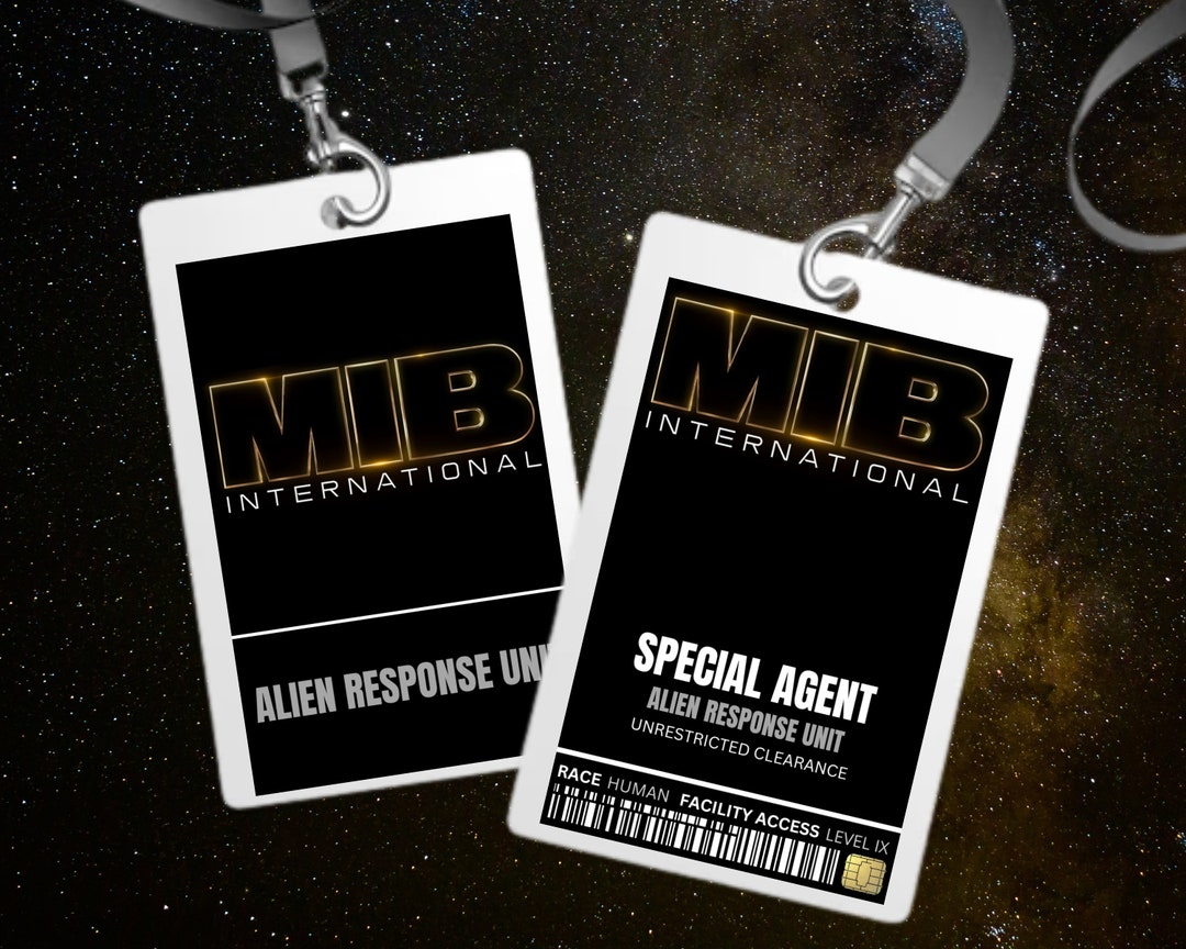 PRINTABLE Man in Black ID Card International Badge Special Agent ...