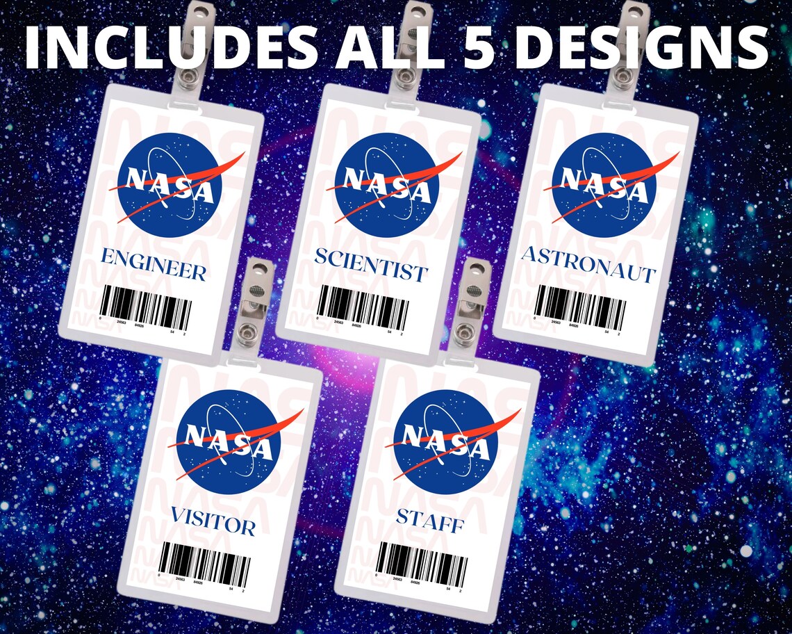 PRINTABLE NASA Id Cards X5 Cosplay Id Card Id Badge Name - Etsy