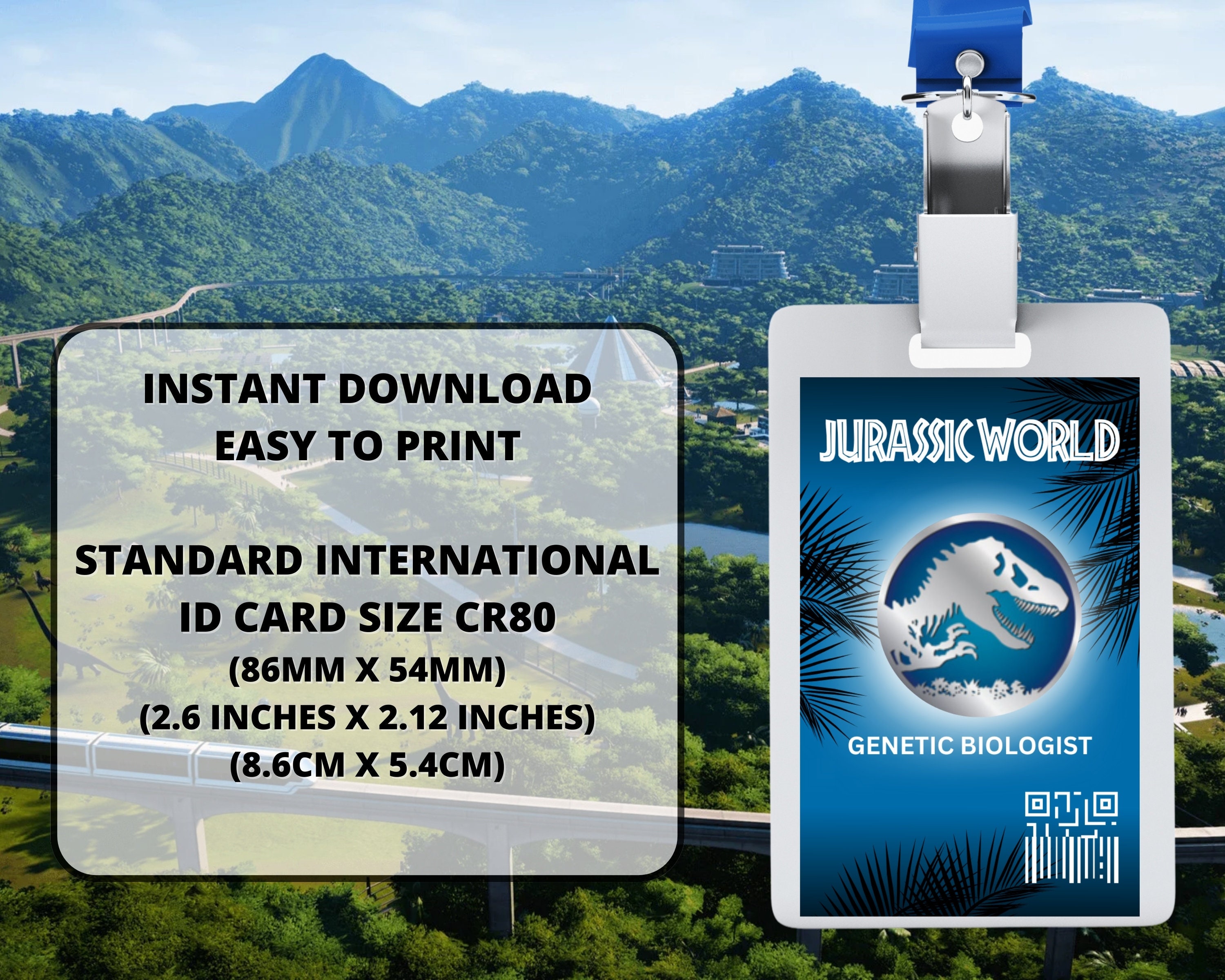 PRINTABLE Jurassic Park Genetic Biologist ID Card Park - Etsy