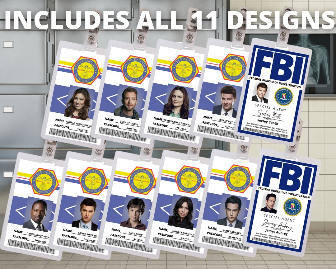 Printable Bones ID Cards X 11, Bones, Fbi Badge, Jeffersonian, Id Card ...