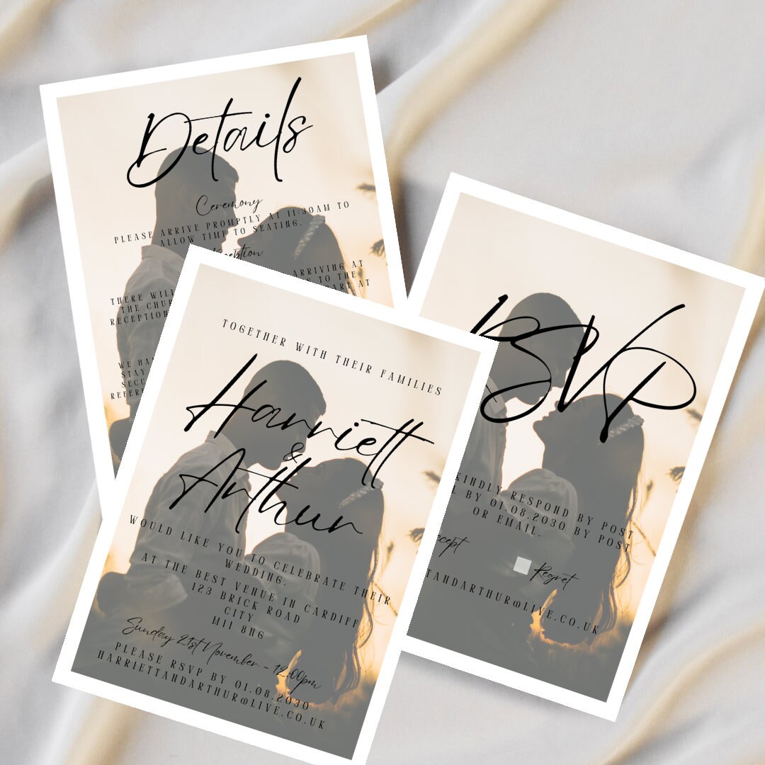 WEDDING INVITATION 3 Part Invites, RSVP, Details - Etsy