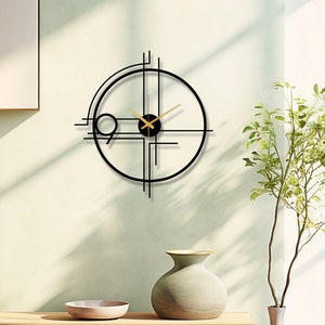 Large Modern Wall Clock, Unique Wall Clock, Metal Number Wall Clock ...