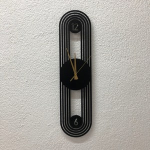 Modern Long Vertical Metal Wall Clock, Minimalist Geometric Wall Clock ...