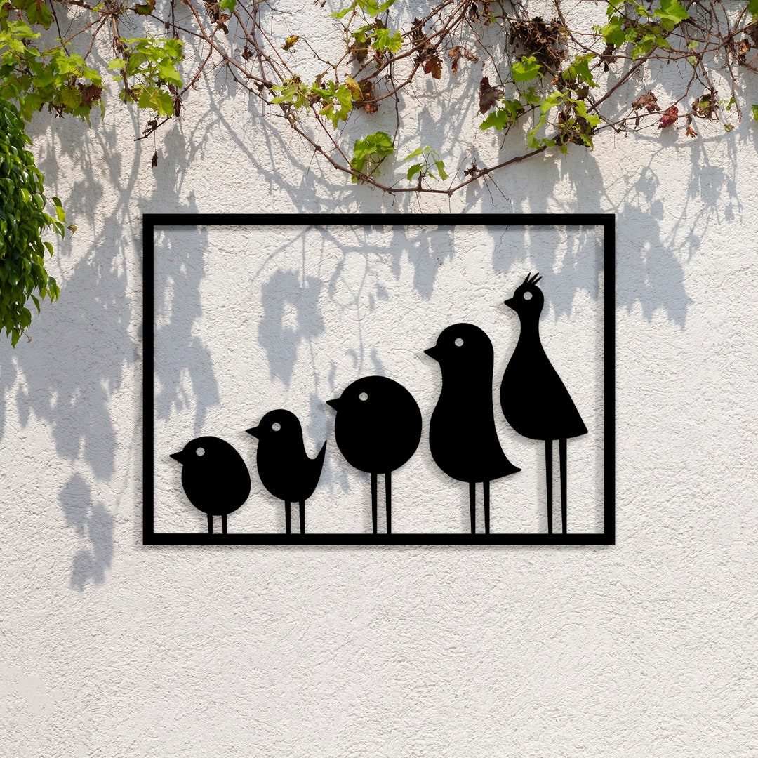 Metal Birds Wall Art, Birds Silhouette Home Decor, Framed Metal Bird ...