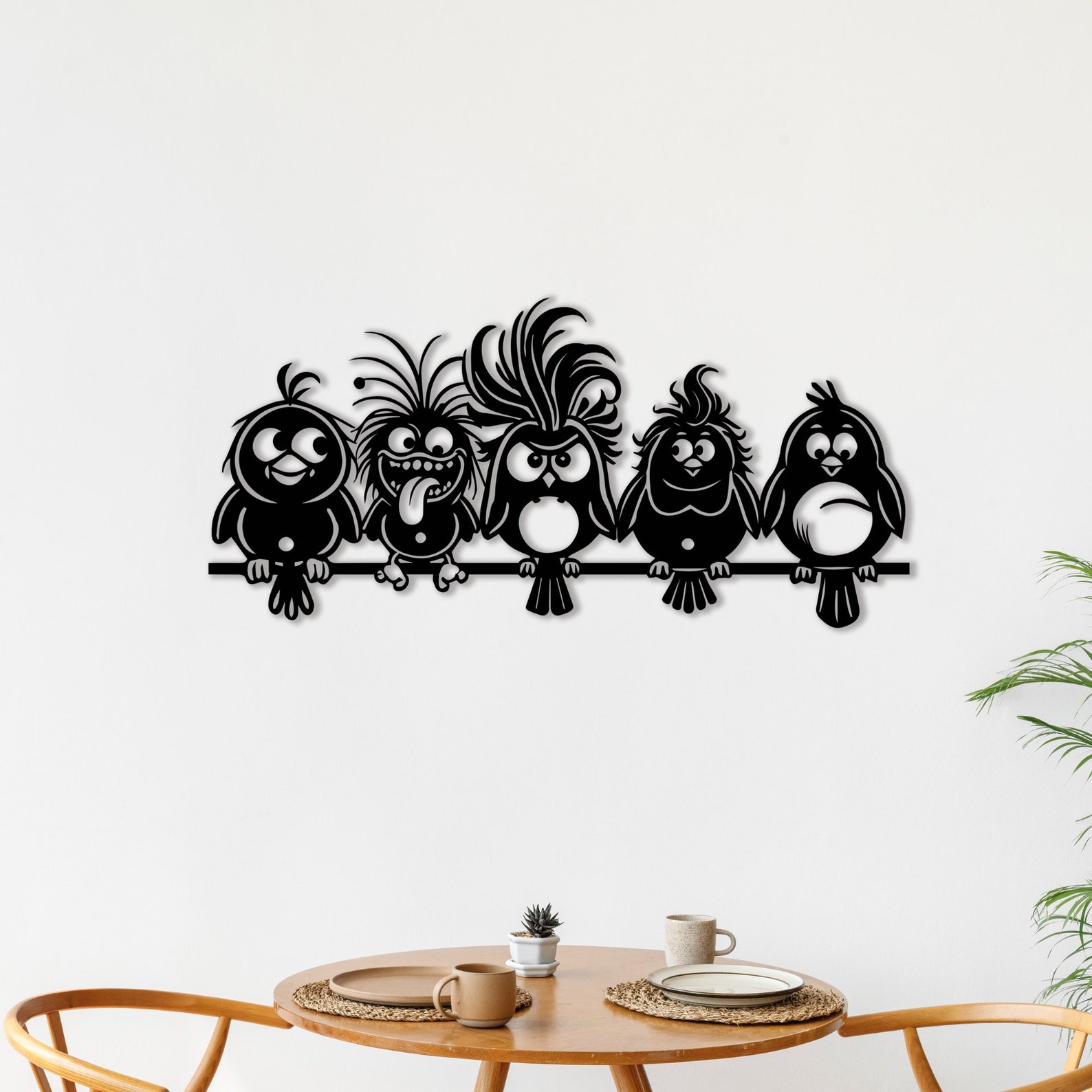 Funny Cartoon Birds Metal Wall Art, Unique Bird Wall Decor, Whimsical ...