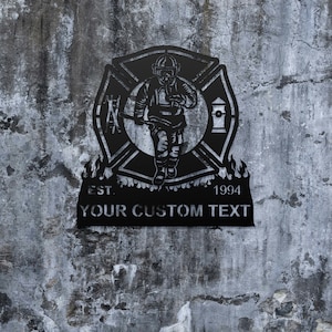 Personalized Firefighter Monogram Metal Sign, Fireman and Firewoman ...