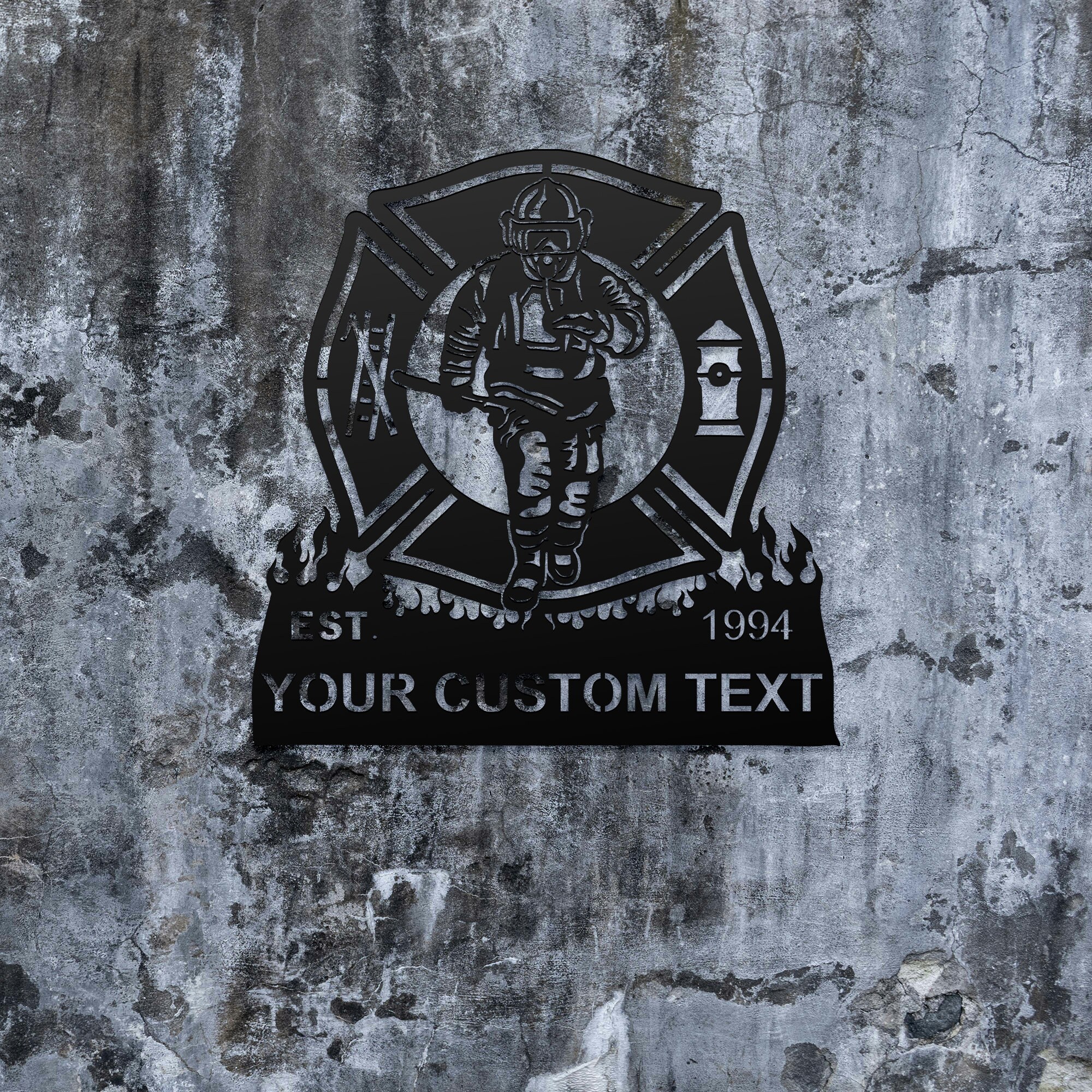 Personalized Firefighter Monogram Metal Sign, Fireman and Firewoman ...