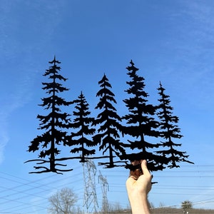 A Family of Pine Trees Metal Wall Art, Extra large Tree Decor, Outdoor ...