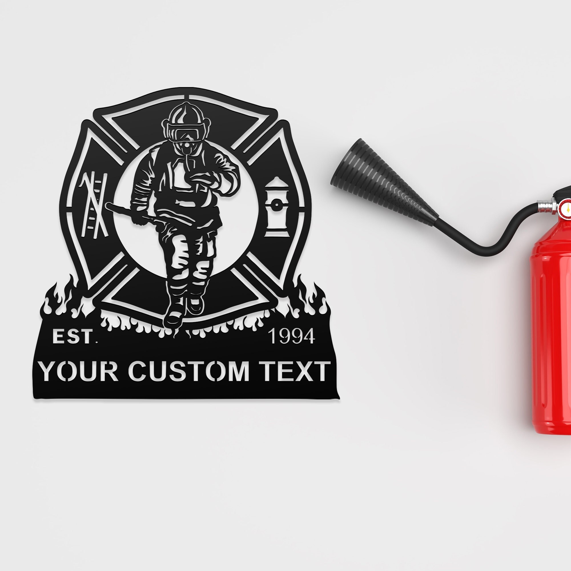 Personalized Firefighter Monogram Metal Sign, Fireman and Firewoman ...