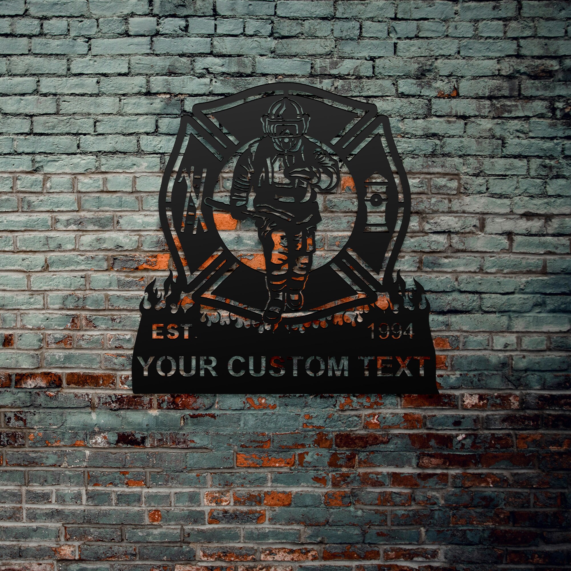 Personalized Firefighter Monogram Metal Sign, Fireman and Firewoman ...