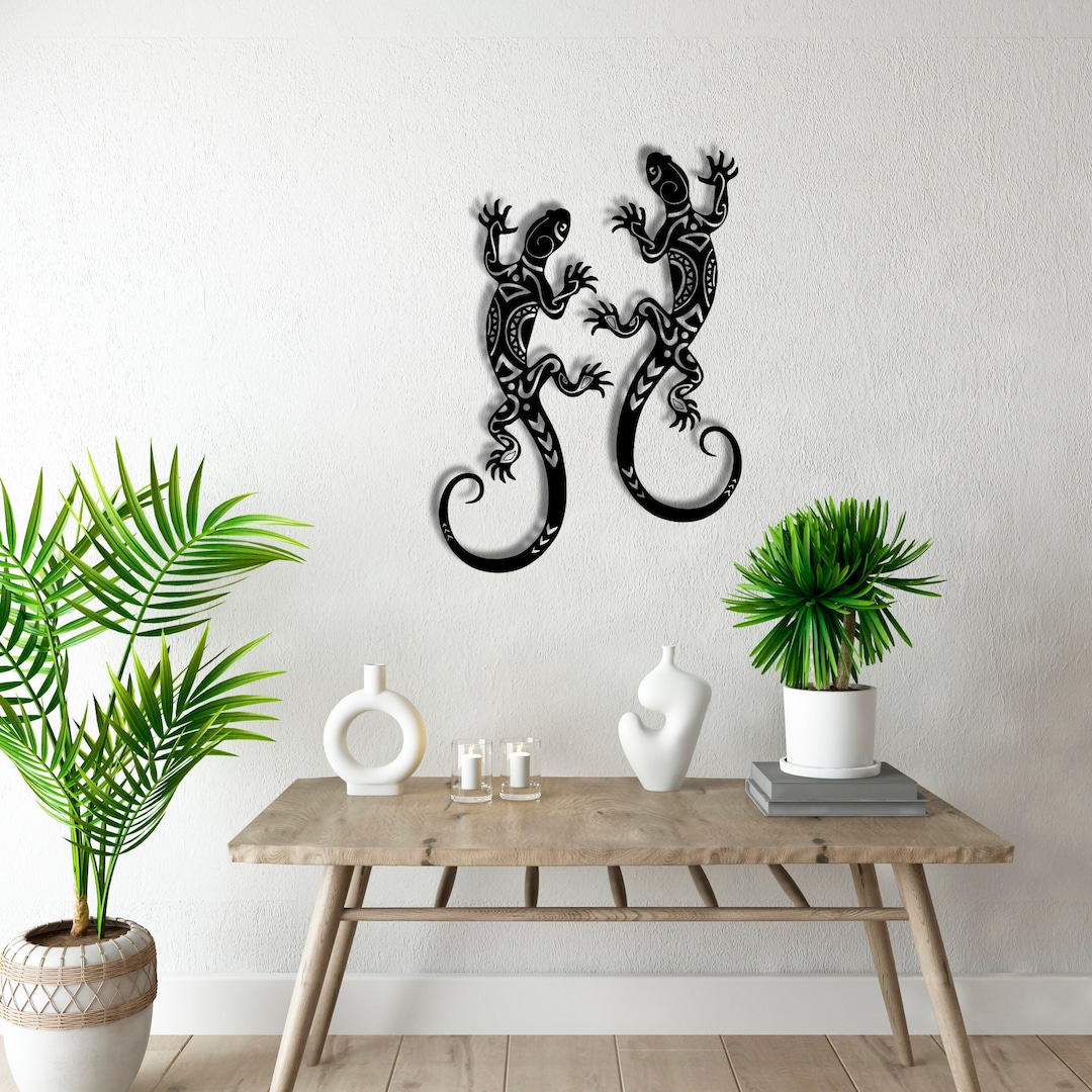 Metal Gecko Wall Sculpture, Metal Lizard Wall Art, Salamandre Indoor ...