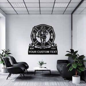 Personalized Firefighter Monogram Metal Sign, Fireman and Firewoman ...