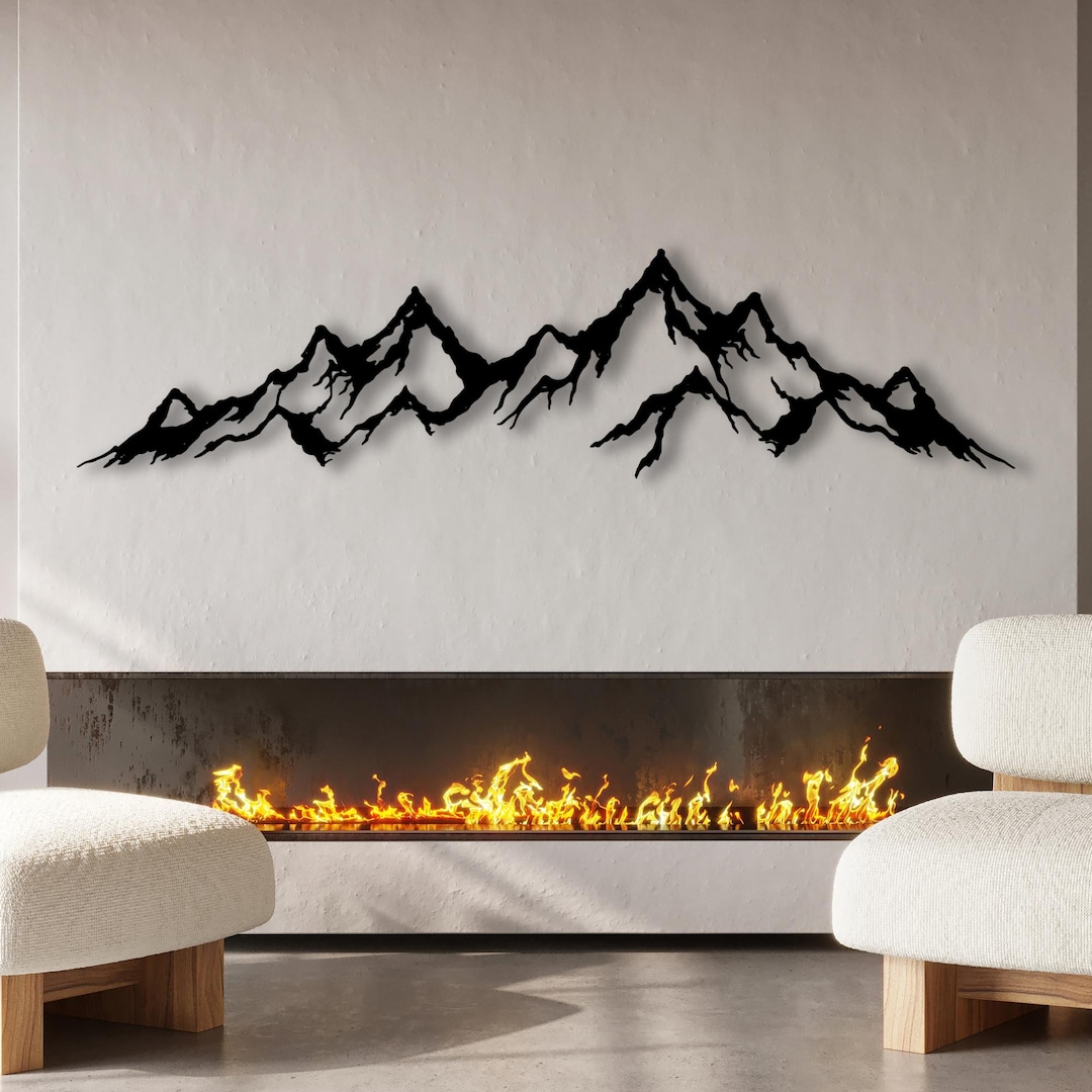 Mountain Ranges View Wall Decor, Best Home Gift, Large Line Mountain ...