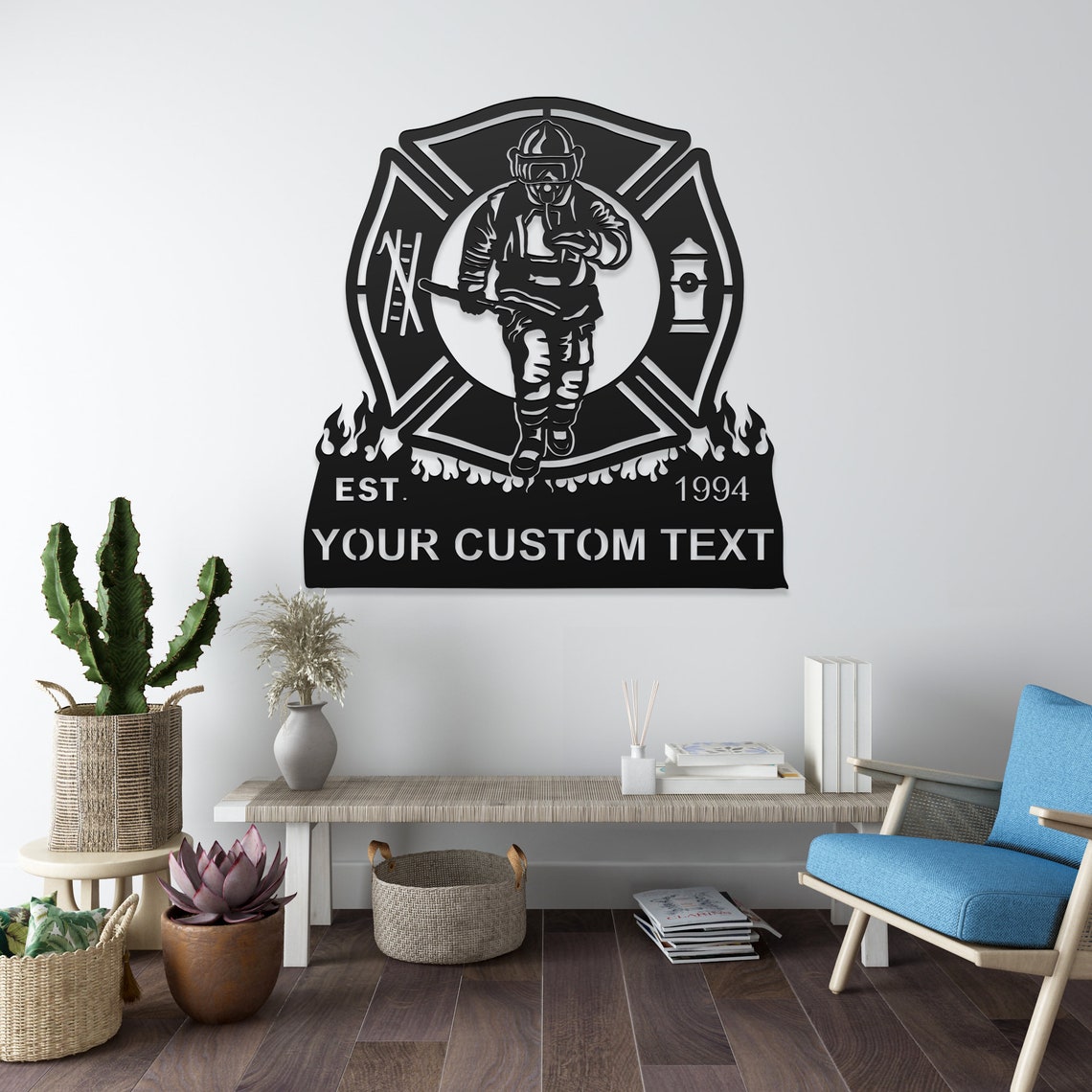 Personalized Firefighter Monogram Metal Sign, Fireman and Firewoman ...