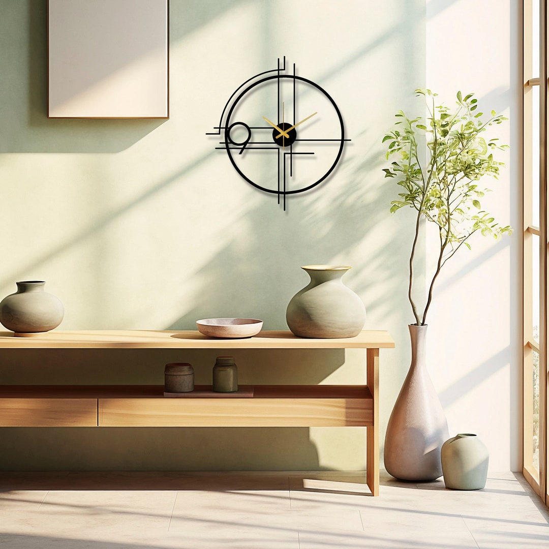 Large Modern Wall Clock, Unique Wall Clock, Metal Number Wall Clock ...