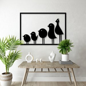 Metal Birds Wall Art, Birds Silhouette Home Decor, Framed Metal Bird ...