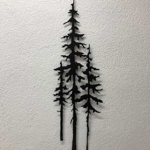 Wispy Pine Trees Metal Wall Art, Cedar Tree Metal Sign, Three Trees ...