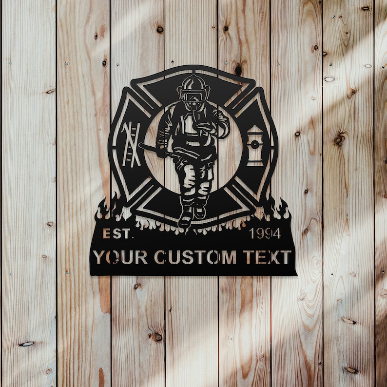 Personalized Firefighter Monogram Metal Sign, Fireman and Firewoman ...