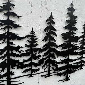 A Family of Pine Trees Metal Wall Art, Extra large Tree Decor, Outdoor ...
