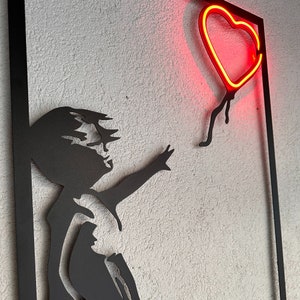 Exclusive Banksy Neon LED Wall Art , Metal 'lovesick Girl' Graffiti ...