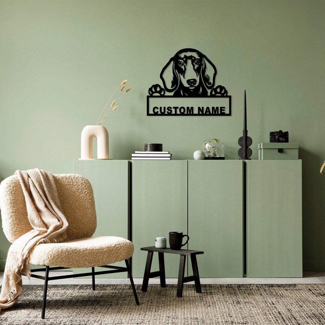 Custom Dachshund Dog Metal Wall Art, Personalized Dog Name Sign, Indoor ...