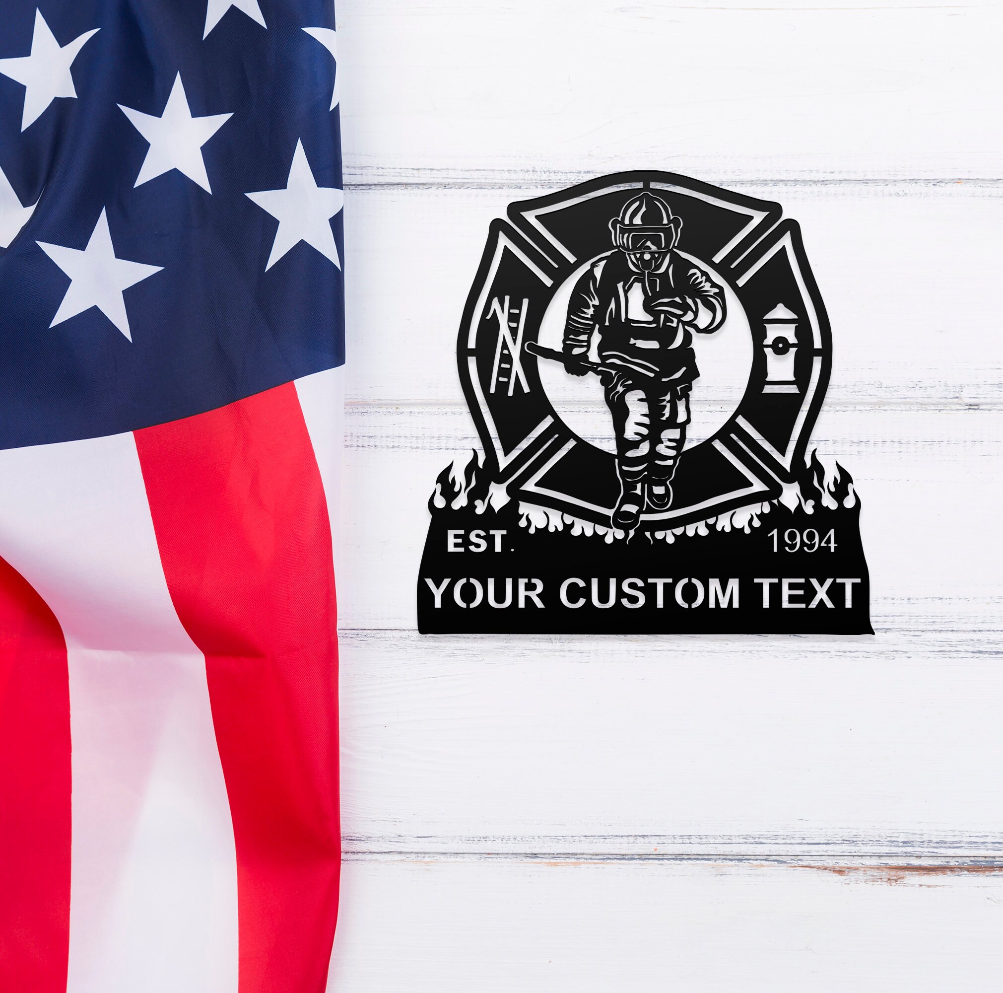 Personalized Firefighter Monogram Metal Sign, Fireman and Firewoman ...