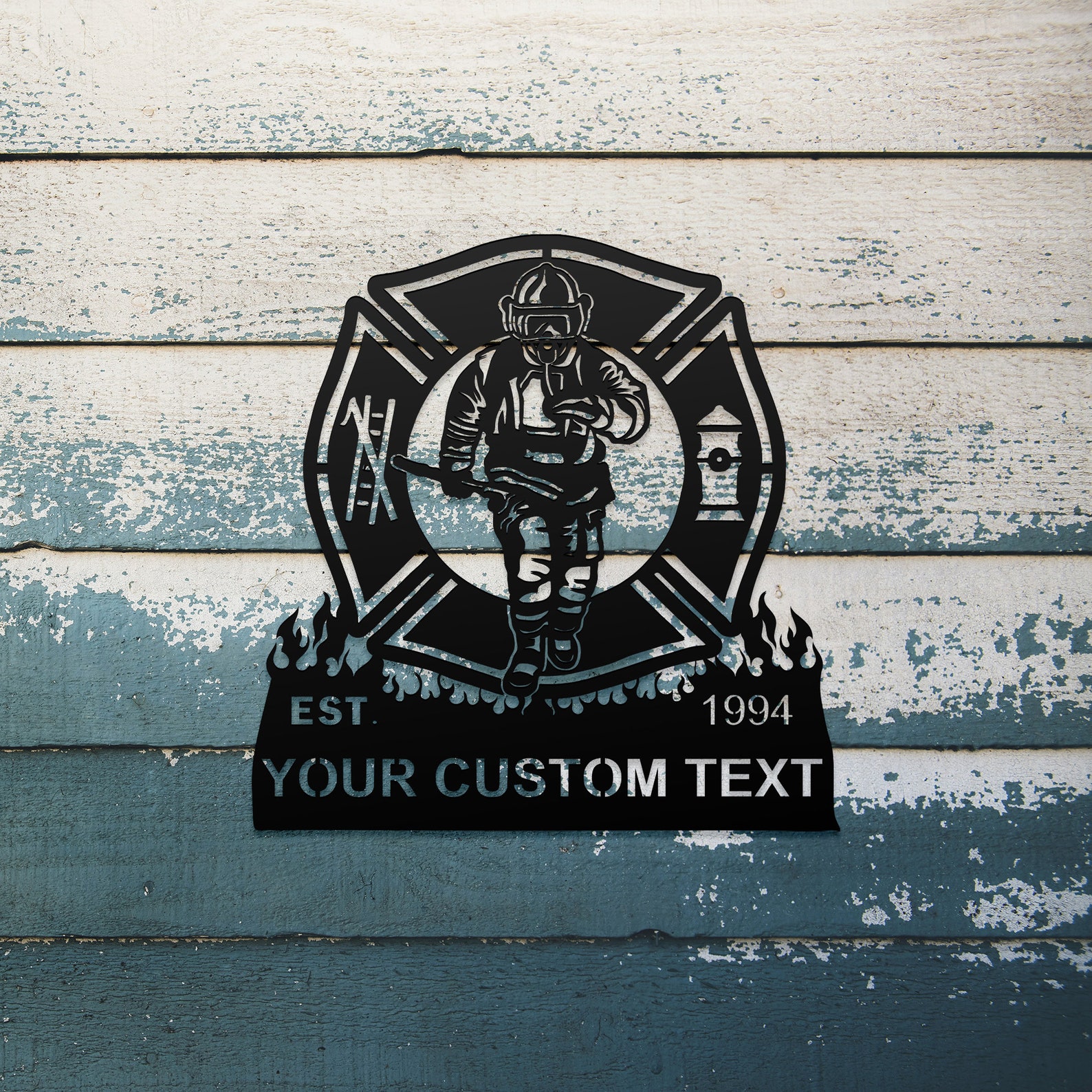 Personalized Firefighter Monogram Metal Sign, Fireman and Firewoman ...