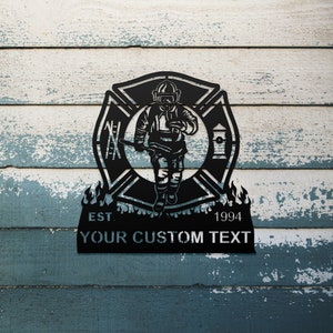 Personalized Firefighter Monogram Metal Sign, Fireman and Firewoman ...