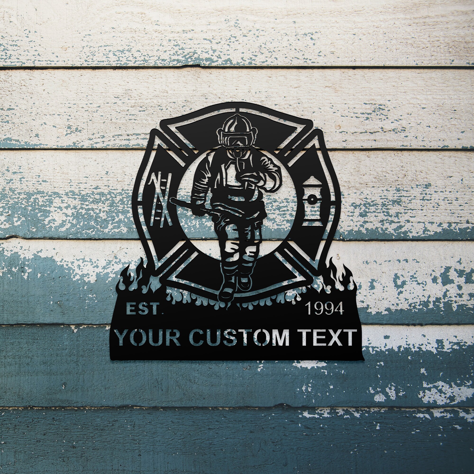 Personalized Firefighter Monogram Metal Sign, Fireman and Firewoman ...