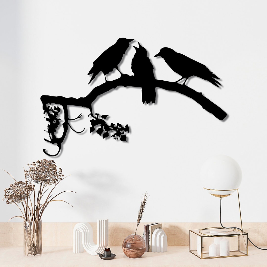 RAVEN Bird Metal Wall Decor, Halloween Wall Art, Gothic Decoration ...