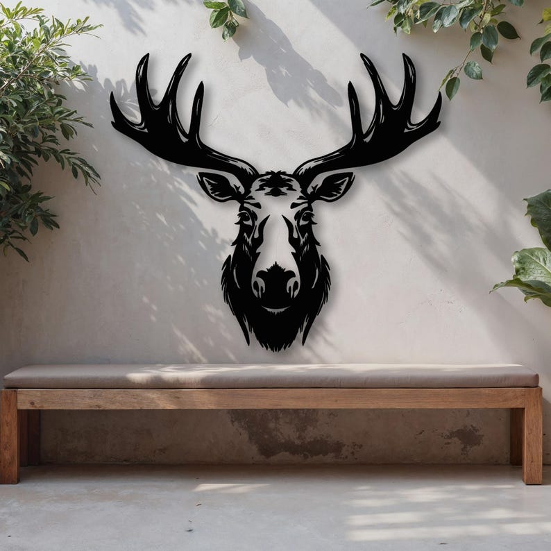 Moose Large Metal Wall Art, Moose Head Metal Wall Decor for Cabin Lodge ...